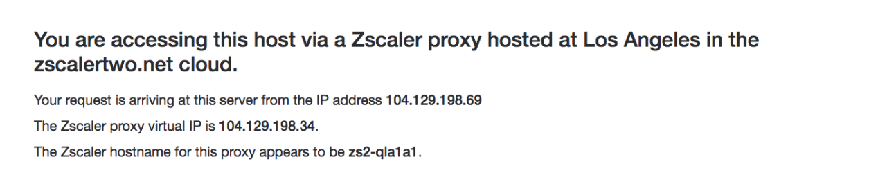 Verifying configuration with Zscaler test page | FortiGate / FortiOS 6.2.0