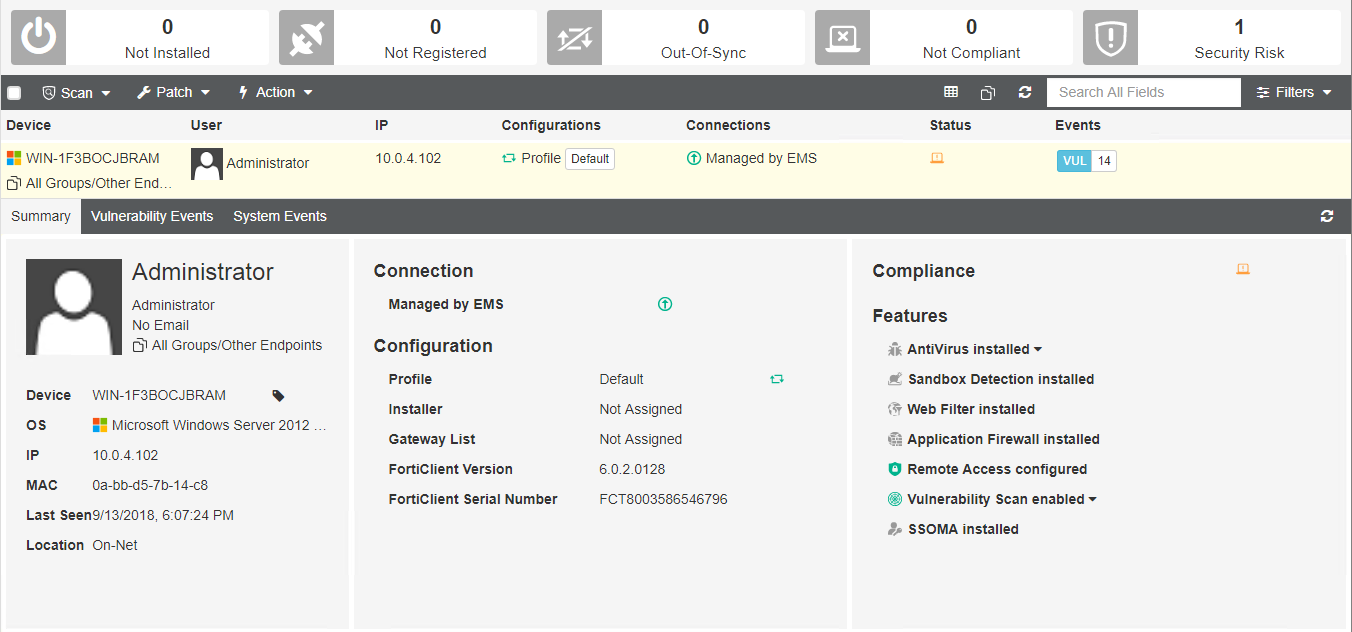 EMS QuickStart Guide | FortiClient 6.0.4 | Fortinet Documentation Library