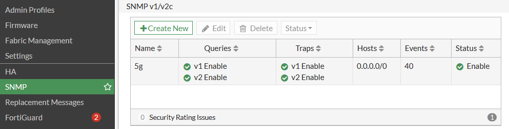 Create SNMP community | FortiGate / FortiOS 7.0.15 | Fortinet Document Library