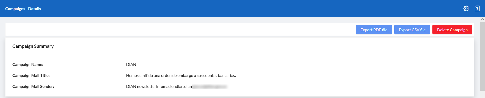 Exporting campaign statistics | FortiPhish 23.1.a