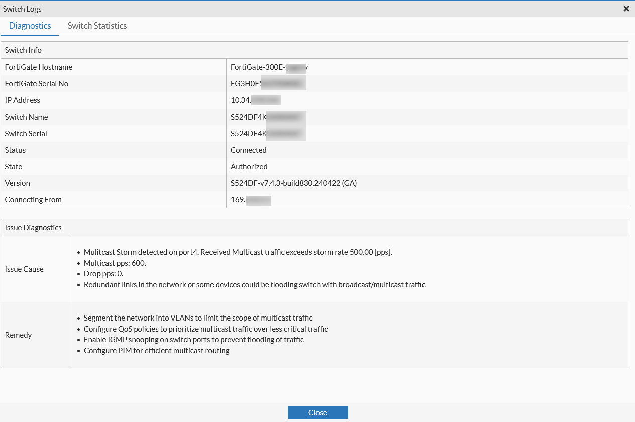 Switching SLA | FortiAIOps 2.1.0 | Fortinet Document Library