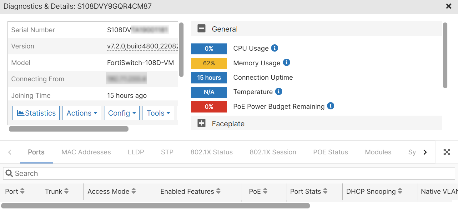 Viewing Switch Details | FortiEdge Cloud 24.3.0 | Fortinet Document Library
