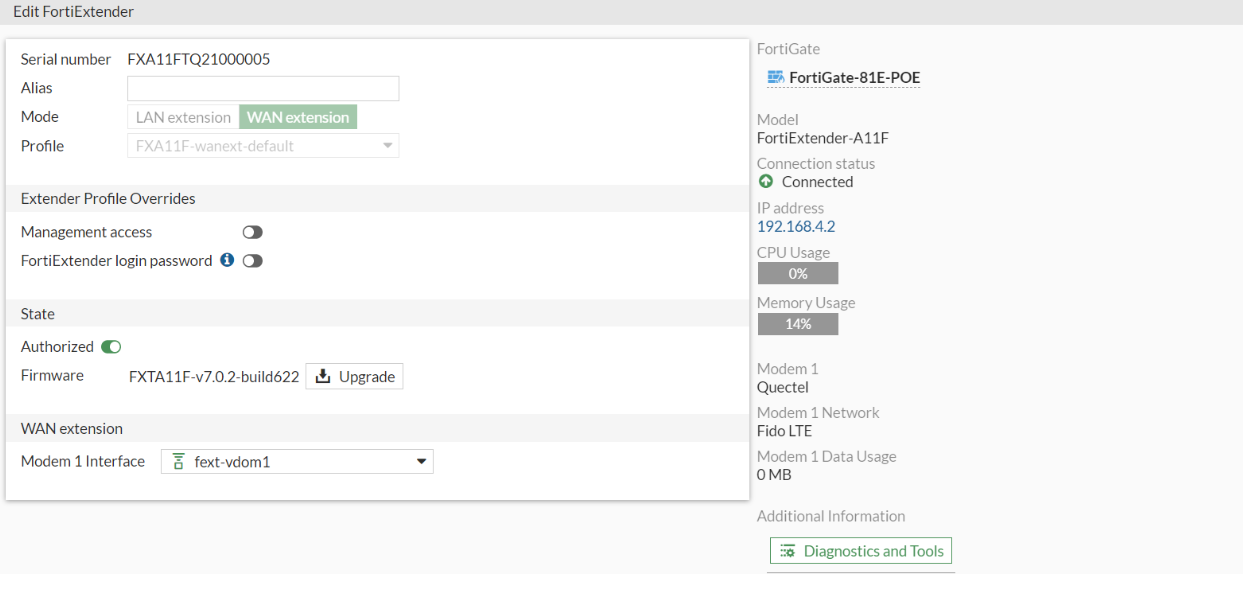 Allow FortiExtender to be managed and used in a non-root VDOM ...