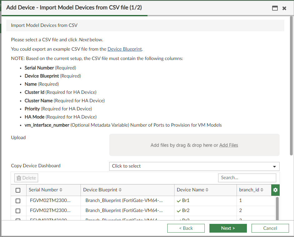 Import model devices via CSV file | FortiManager 7.4.0 | Fortinet ...
