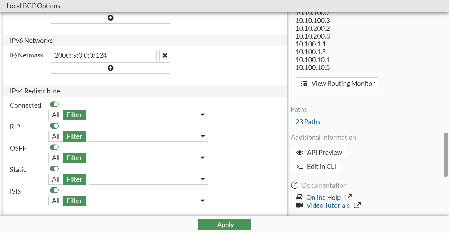 GUI advanced routing options for BGP | FortiGate / FortiOS 7.0.0 ...