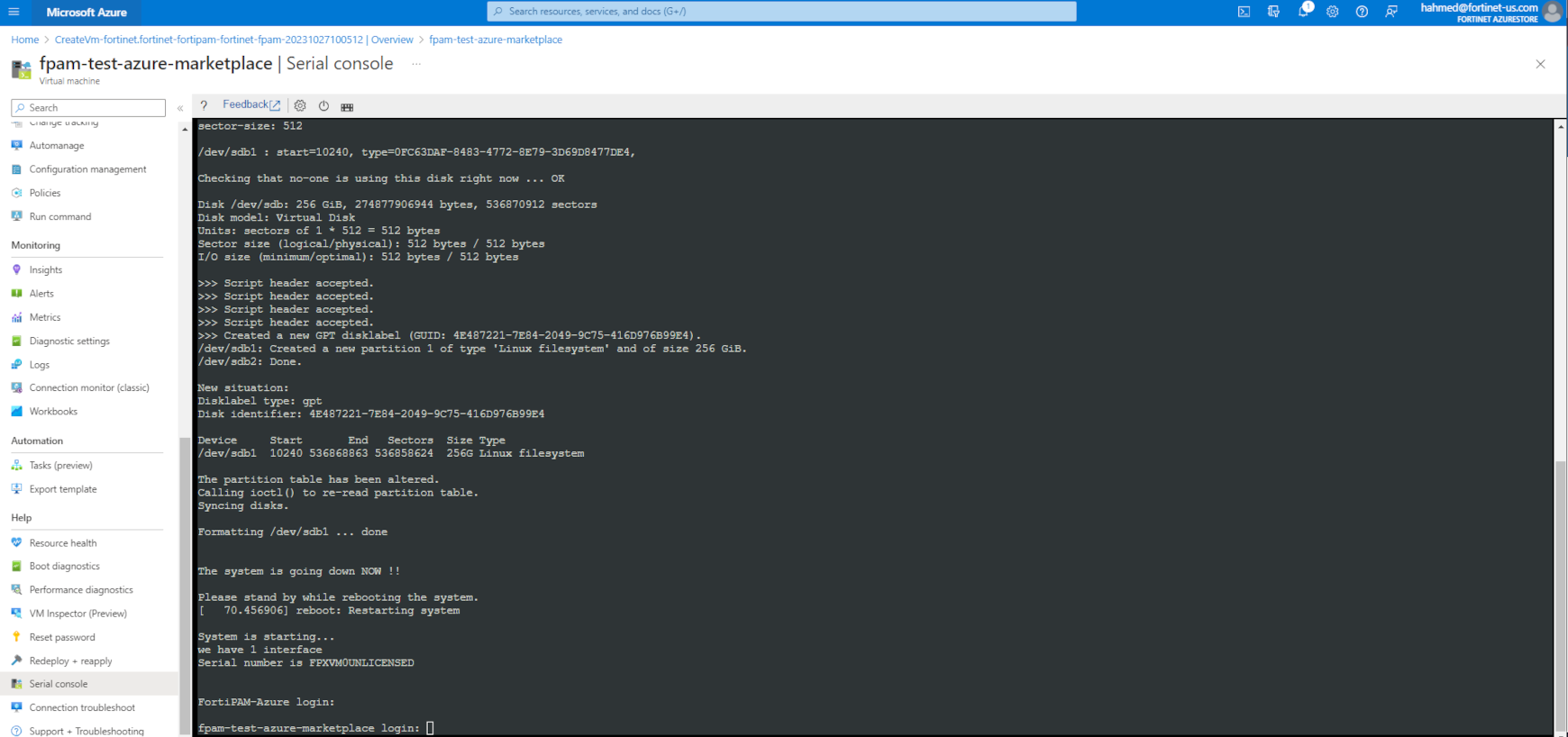 Deploying FortiPAM-VM from the Azure Marketplace | FortiPAM Public Cloud 1.6.0 | Fortinet ...