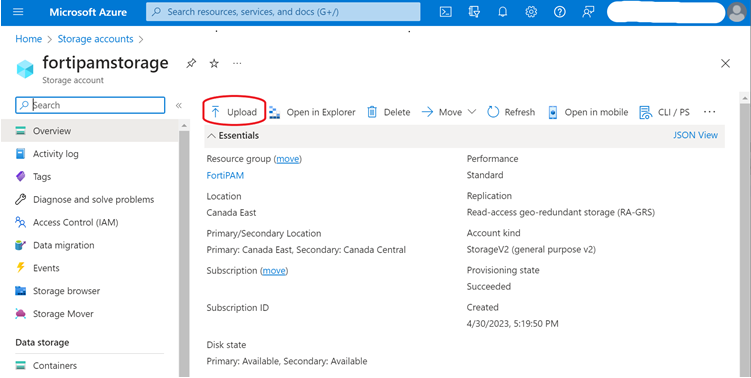 Deploying FortiPAM-VM on Azure from a VHD image file | FortiPAM Public ...