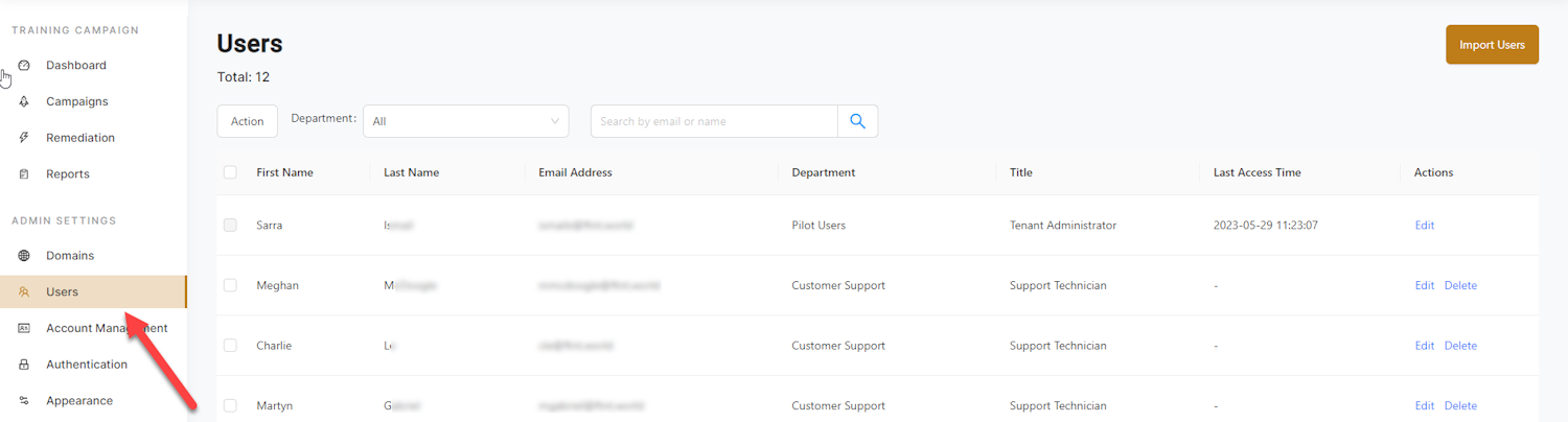 Uploading users | Security Awareness and Training 23.3.1