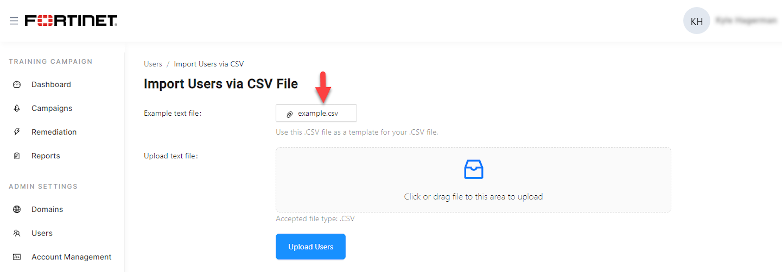 Uploading users | Security Awareness and Training 23.3.1