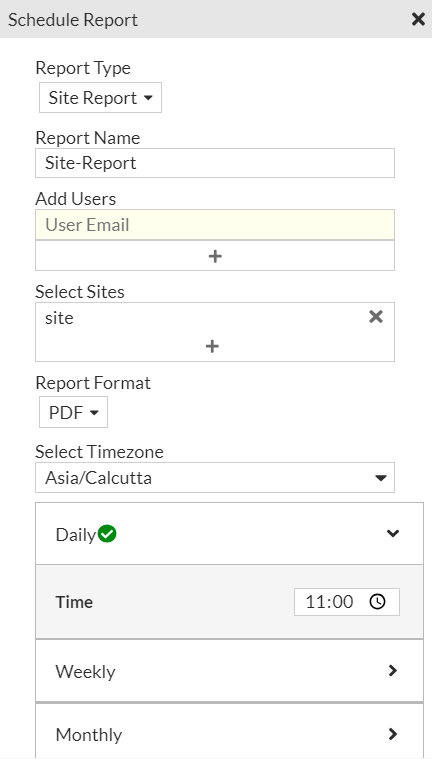 Schedule Configuration | FortiPresence 24.1.a | Fortinet Document Library
