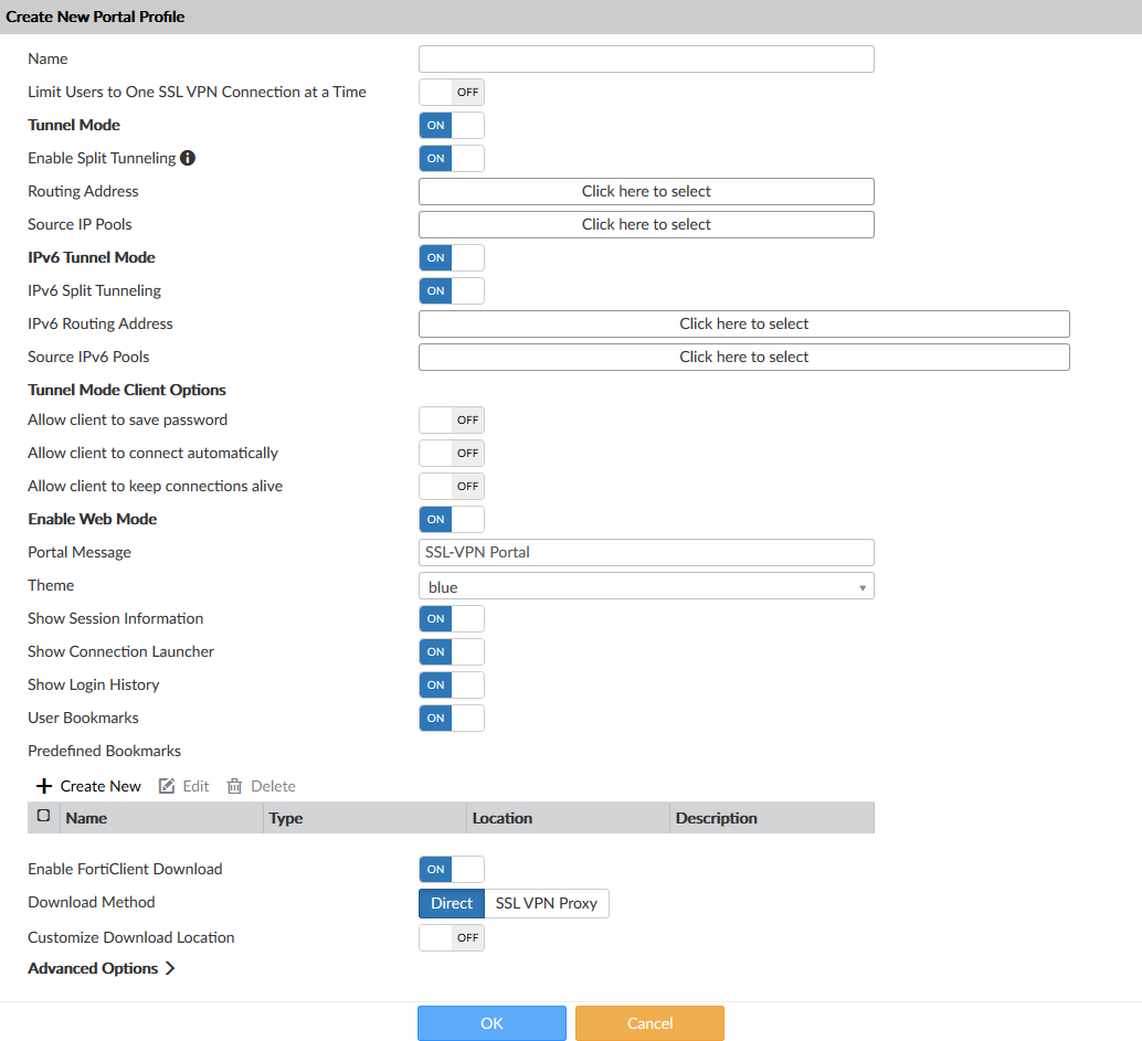 Creating SSL VPN portal profiles | FortiManager 7.0.5 | Fortinet ...