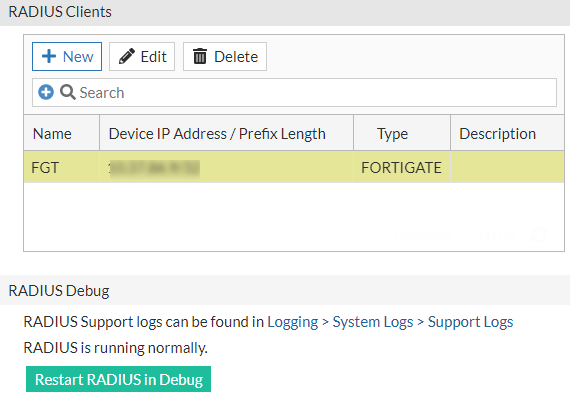 RADIUS Clients | FortiGuest 2.0.0 | Fortinet Document Library