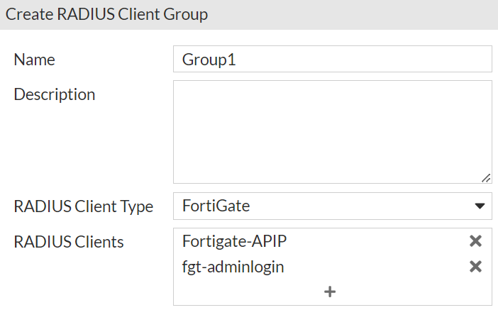 RADIUS Client Group | FortiGuest 2.0.0 | Fortinet Document Library