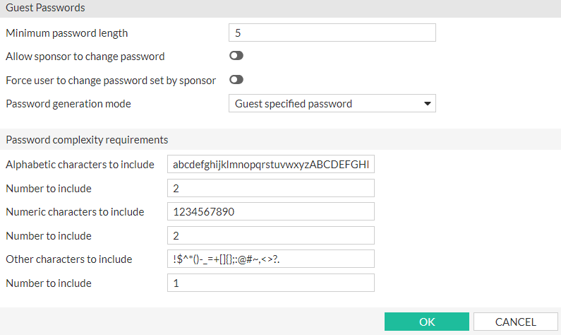 Password Policy | FortiGuest 2.0.0 | Fortinet Document Library
