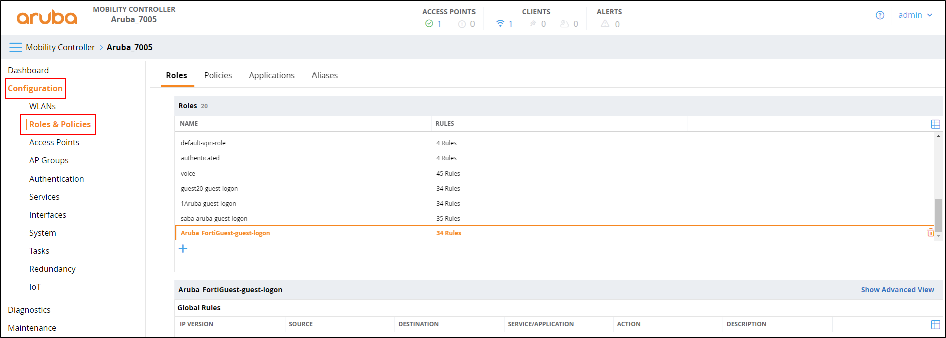 Configuring Guest User Role | FortiGuest 1.3.1 | Fortinet Document Library