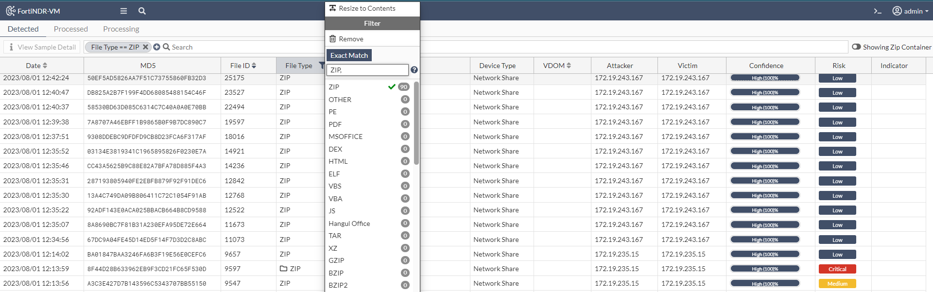 Malware Log | FortiNDR 7.4.1 | Fortinet Document Library
