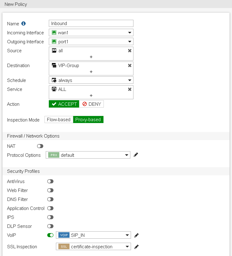 Configuring FortiGate for SIP over TLS | FortiVoice 7.2.0 | Fortinet Document Library