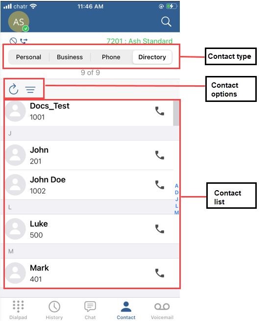 Working with contacts | FortiFone | Fortinet Document Library