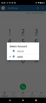 Switching accounts | FortiFone | Fortinet Document Library
