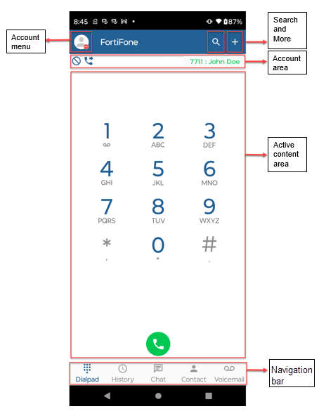 Using the dialpad | FortiFone | Fortinet Document Library