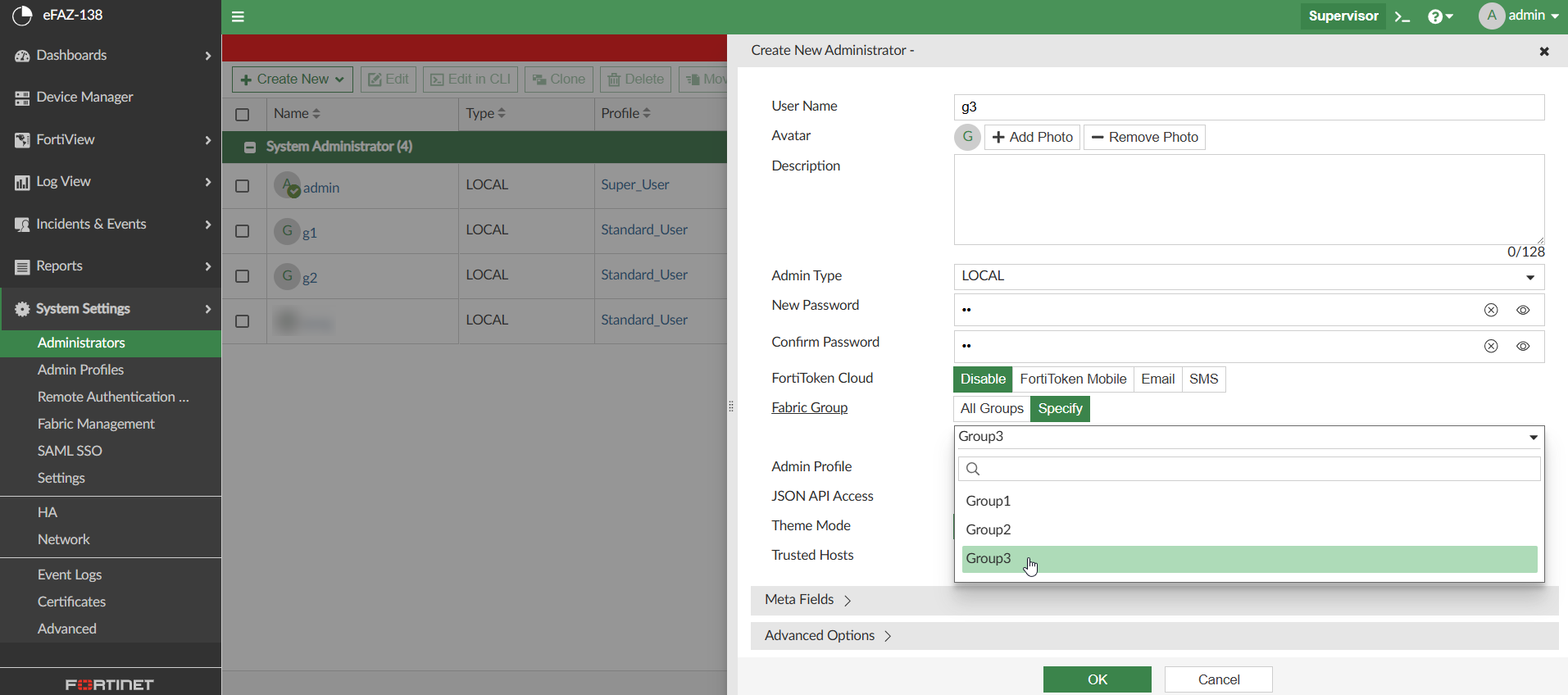 Role-based access control with FortiAnalyzer Fabric 7.6.3 ...