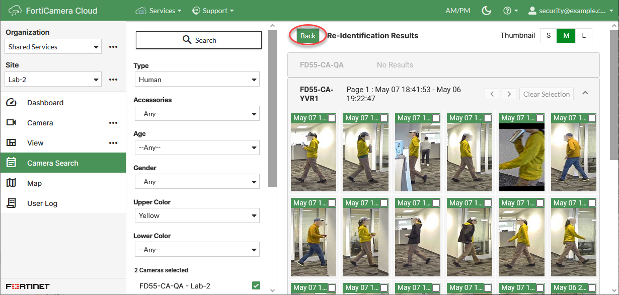 Visual search | FortiCamera Cloud 24.2.0 | Fortinet Document Library