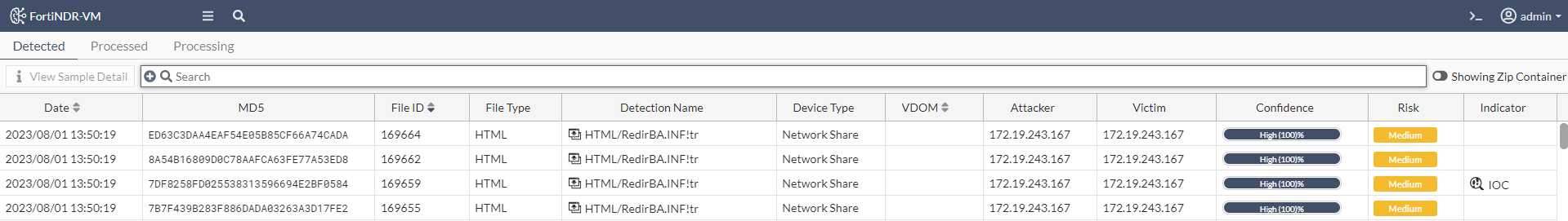 Malware Log | FortiNDR 7.4.3 | Fortinet Document Library