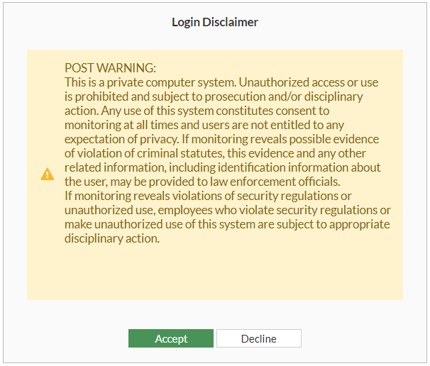 Disclaimers via the CLI | FortiPAM 1.1.1