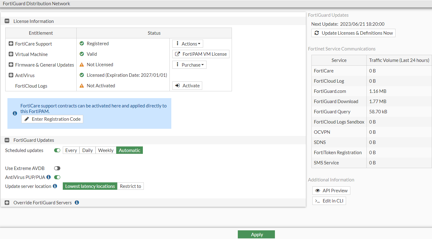 Renewing FortiPAM-VM license | FortiPAM 1.1.1