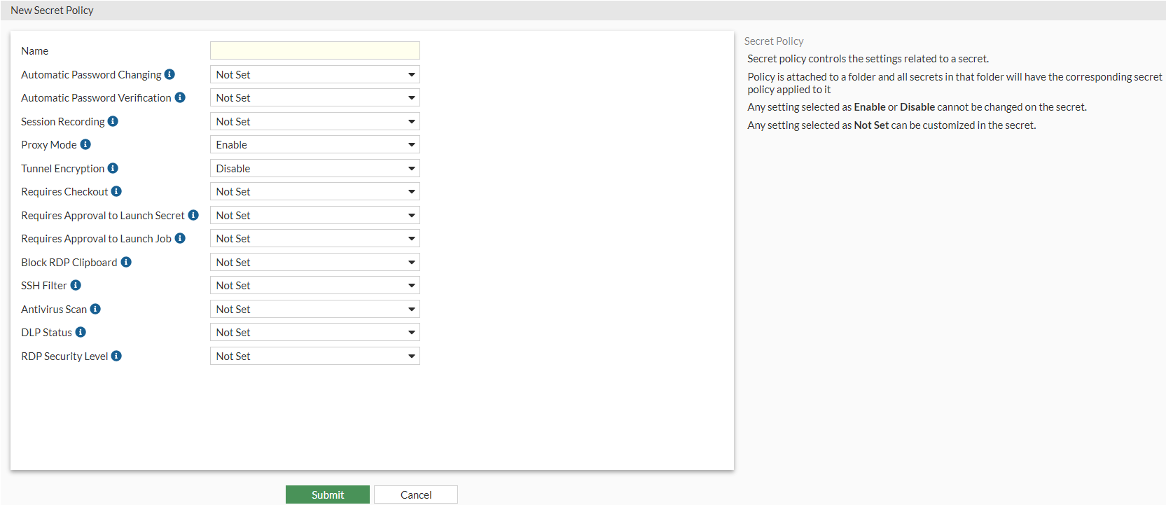 Creating a policy | FortiPAM 1.1.1
