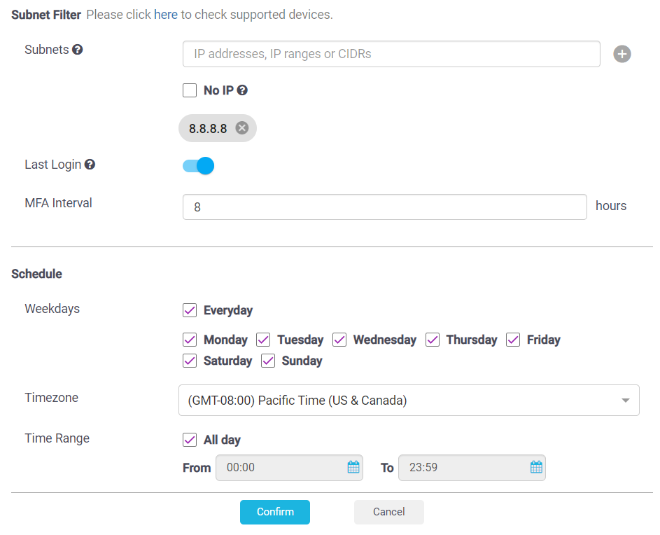 Control risky conditions | FortiToken Cloud 23.1.a