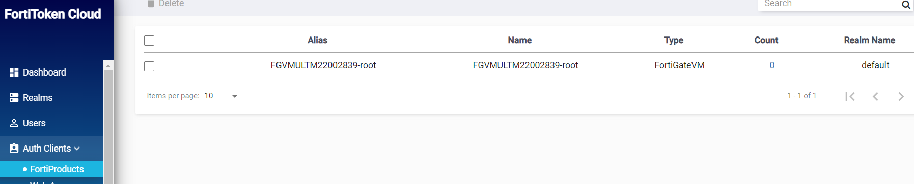 Split user quota to different realms | FortiToken Cloud 23.1.a