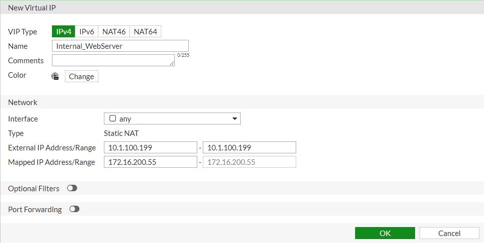 Static virtual IPs | FortiGate / FortiOS 6.4.5 | Fortinet Document Library