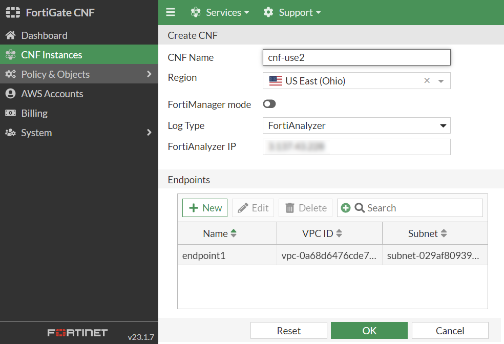 Sending logs to FortiAnalyzer 23.1 | FortiGate CNF 23.1.0