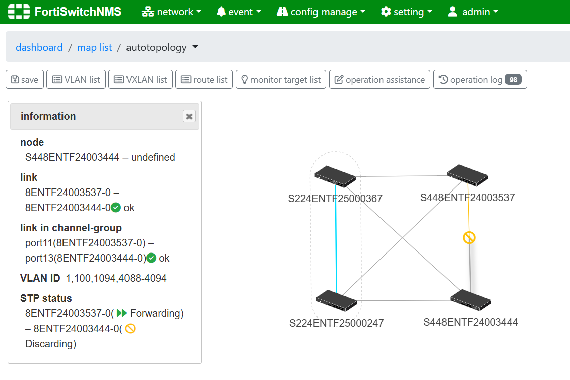 Viewing the network topology | FortiSwitchNMS 1.13.0 | Fortinet ...
