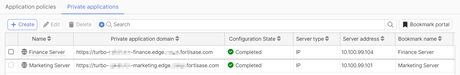 Configuring a private application | FortiSASE | Fortinet Document Library