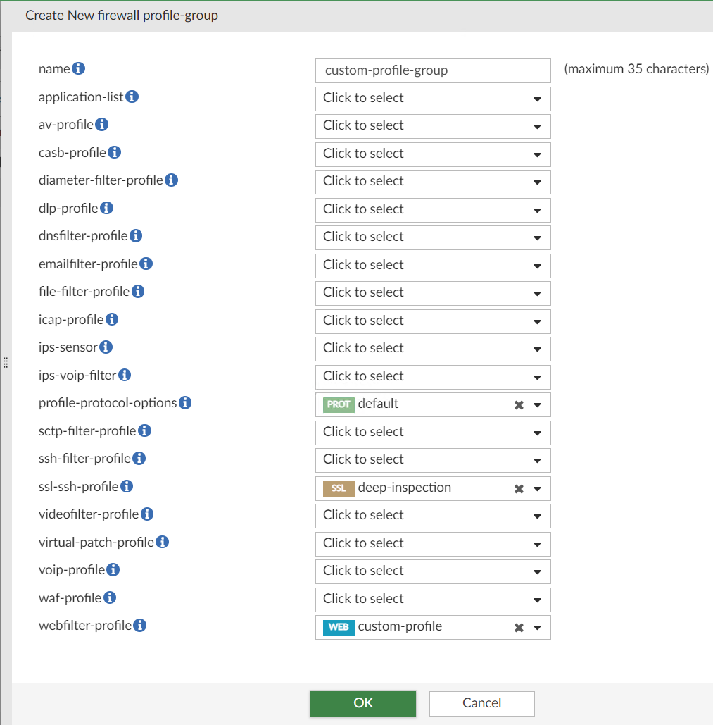 Creating and applying a new CASB profile to Web Filter profile ...