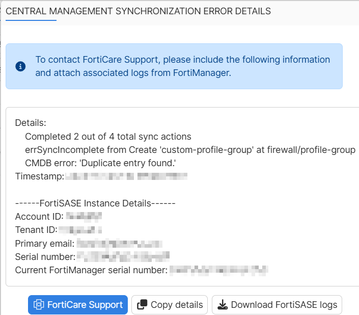Displaying error messages for failed synchronization attempts | FortiSASE | Fortinet Document ...