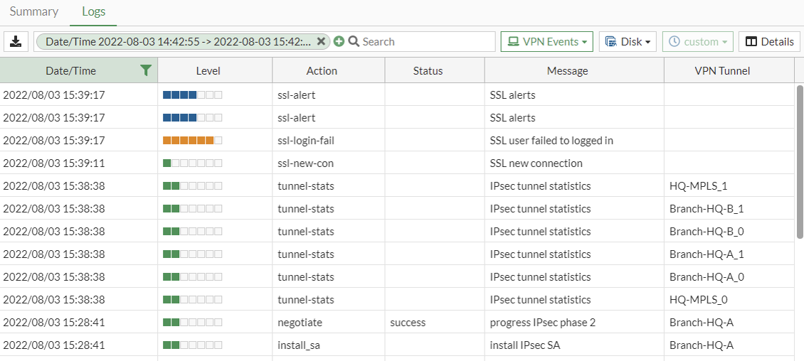System Events log page | FortiGate / FortiOS 7.6.4 | Fortinet Document ...