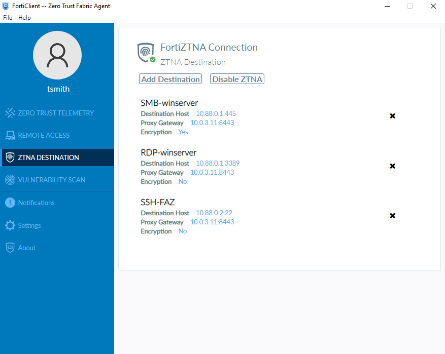 ZTNA TCP forwarding access proxy example | FortiGate / FortiOS 7.6.4 | Fortinet Document Library