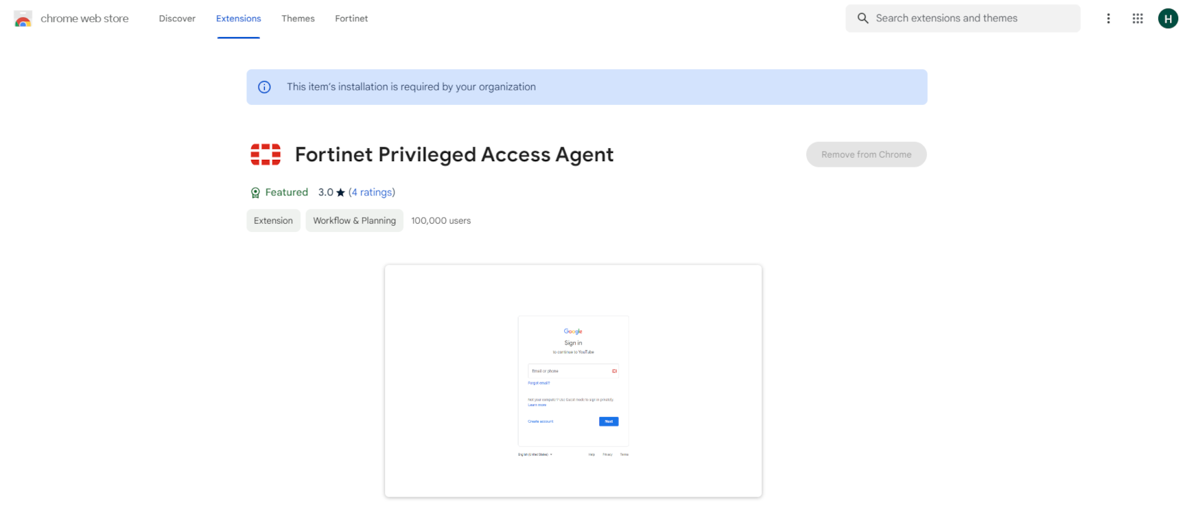 Installing Fortinet Privileged Access Agent web extension on Chrome ...