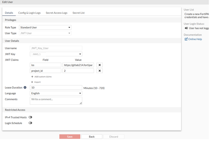 Integrating FortiPAM and GitLab- GUI | FortiPAM 1.7.0 | Fortinet Document Library