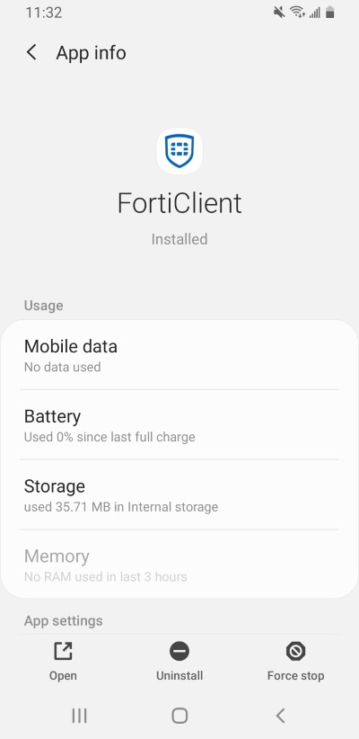 Force stopping FortiClient (Android) from the Apps page | FortiClient 7 ...
