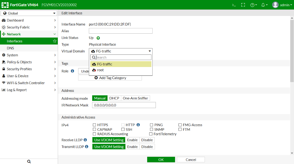 Assign interfaces to a VDOM | FortiGate / FortiOS | Fortinet Document ...