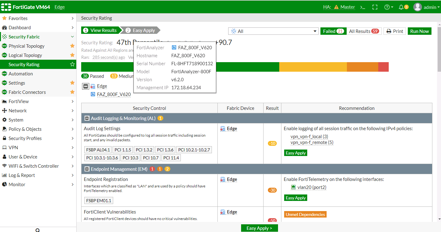 Verifying FortiAnalyzer configurations | FortiGate / FortiOS 6.2.16 ...