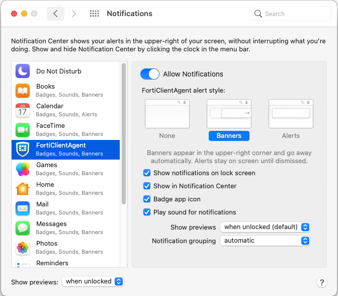 macOS | FortiClient 7.4.0 | Fortinet Document Library