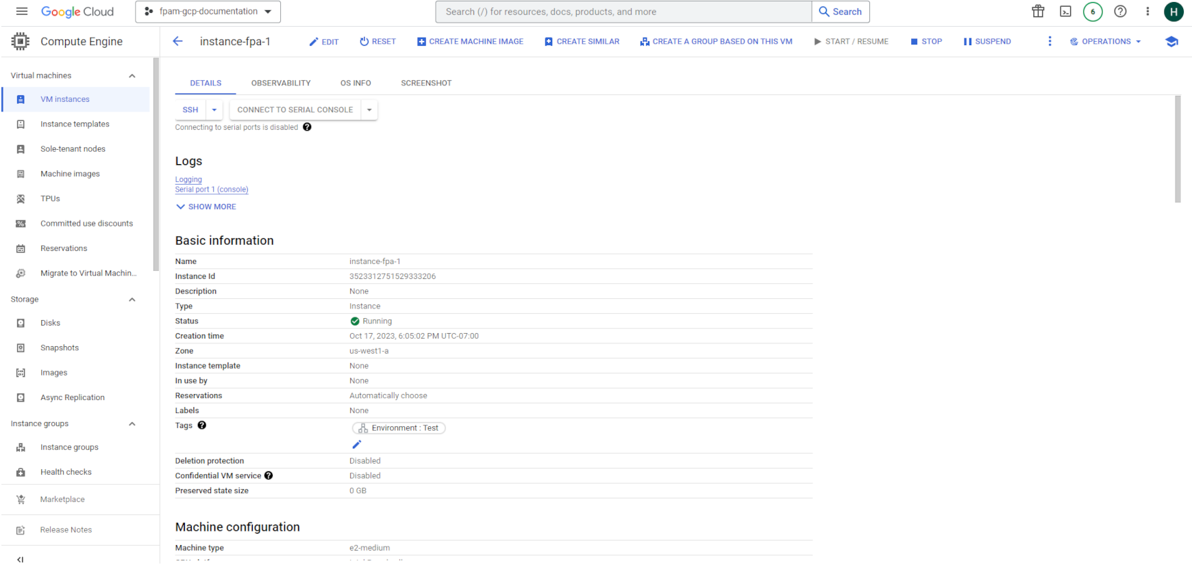 Creating VM instance from the image | FortiPAM Public Cloud 1.6.0 ...