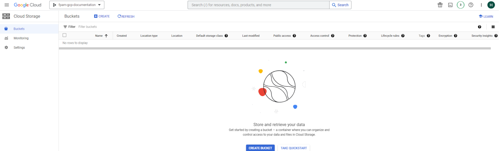 Creating a cloud storage bucket on GCP | FortiPAM Public Cloud 1.6.0 ...