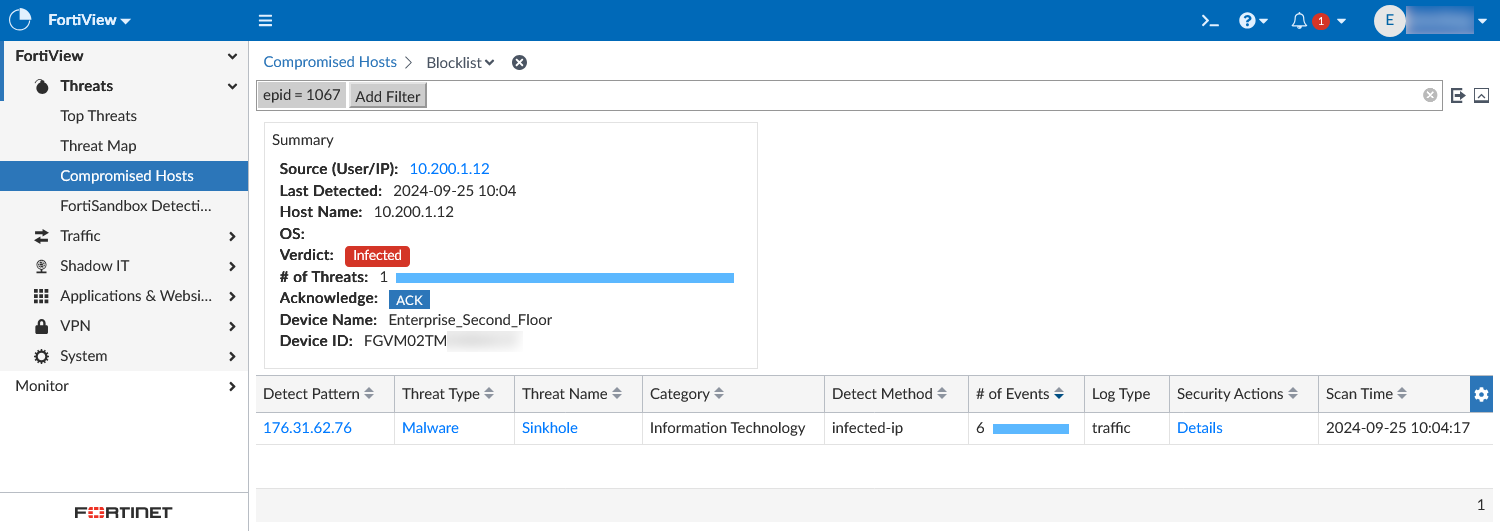 Working with Compromised Hosts information | FortiAnalyzer 7.2.10 ...