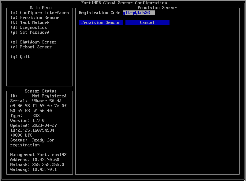 Sensor Provisioning Fortindr Cloud 2023 2 0